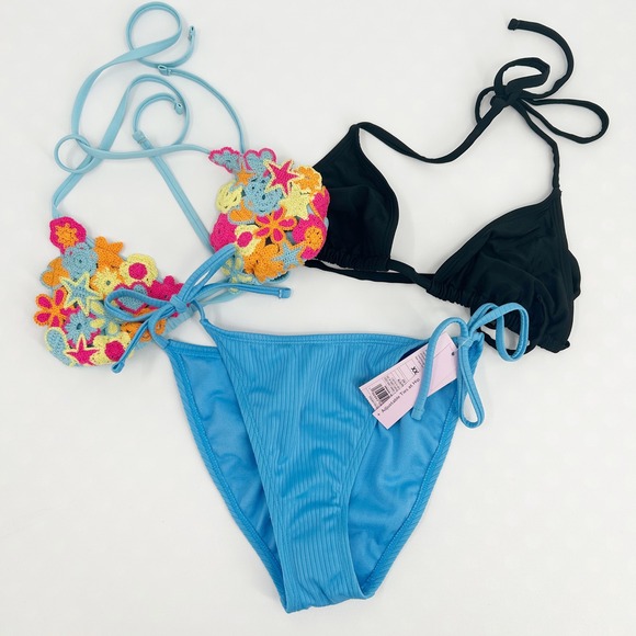wild fable | Swim | Wild Fable Bundle Lot 3 Crochet Flower Black Bikini ...